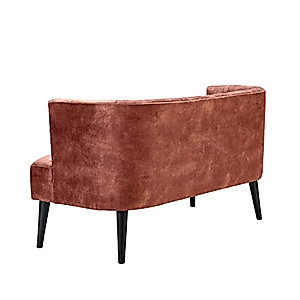HULALA HOME Mid-Century Velvet Loveseat Sofa Upholstered Tufted Button, Love Seats 2 Seater Sofa Cushions Small Couch with Tapered Legs for Living Room, Bedroom and Apartment/RED