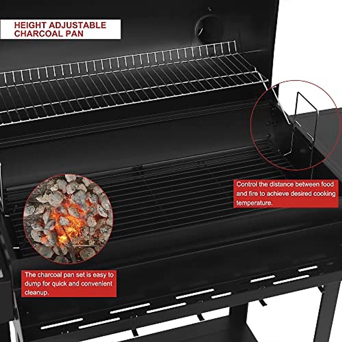 Royal Gourmet Barrel Charcoal Grill with Front Storage Basket, Backyard BBQ Party and Outdoor Cooking Grill on Clearance Prime with Wheels, Black, CC1830T