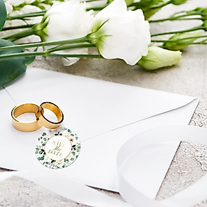 Mobiusea Creation Save The Date Stickers for Envelopes | 1.4 inch | Gold Foil | 108pcs Waterproof Invitation Stickers for Wedding, Bridal Shower, Birthday, Baby Shower, Envelope Seal Stickers