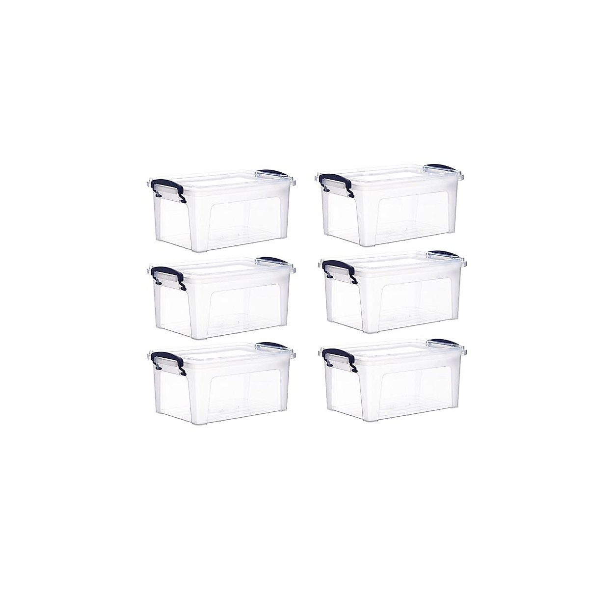 Superio Clear Storage Bins with Lids, Stackable Storage Box with Latches and Handles, Extra Small, 6 Pack 3 Quart