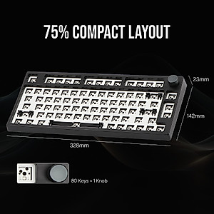 EPOMAKER TH80 Pro Wireless Barebones Keyboard Kit, 75% Hot Swap Mechanical Keyboard Kit, Bluetooth 5.0/2.4GHz/Wired RGB Gaming Keyboard, South-Facing LEDs for Win/Mac/PS5/PS4/Xbox (Black)