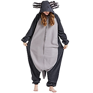 DarkCom Unisex Adult Onesie Animal Cosplay Melanoid Axolotl One Piece Christmas Pajamas Unisex Sleepwear Halloween Costume Medium