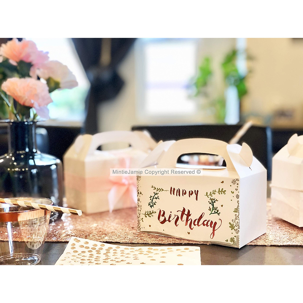 MintieJamie Treat Boxes Plain White Party Favor Boxes 6.25X3.5X3.5 inches Pack of 24pcs Premium Grade Party Supplies Boxes, Thicken Material Favor Boxes, Kids Goodie Box for Birthday, Shower, Events