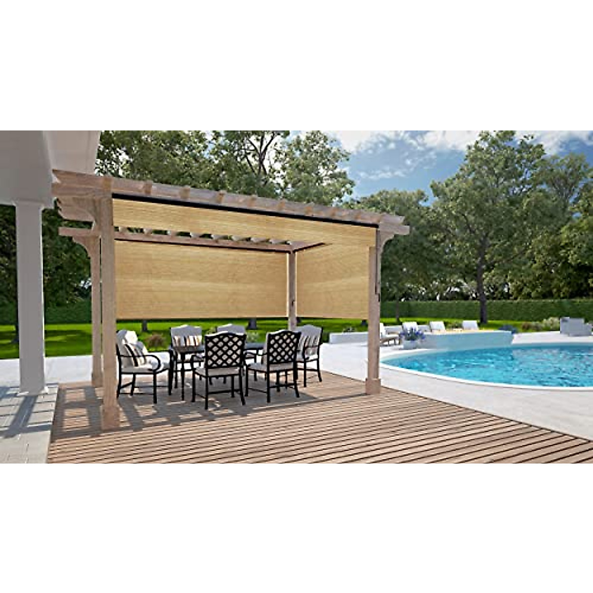 Easy2Hang Garden Shade Fabric Adjustable Vertical Side Wall Panel for Patio/Pergola/Window 6x6ft Wheat