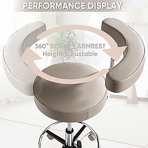 Viviange Ergonomic Dental Stool with Adjustable Height & Rolling Base - Comfortable Dentist Chair for Hygienists, Assistants, & Medical Professionals - Grey