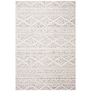 SAFAVIEH Tulum Collection Area Rug - 5'3" x 7'6", Ivory & Grey, Moroccan Boho Tribal Design, Non-Shedding & Easy Care, Ideal for High Traffic Areas in Living Room, Bedroom (TUL272A)