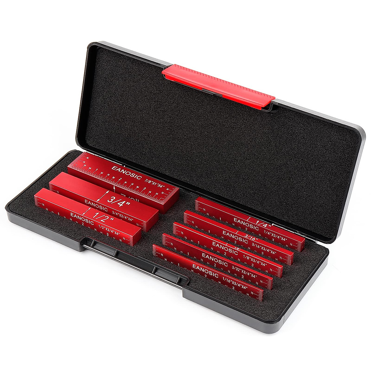 EANOSIC Setup Blocks Height Gauge Set, 8pcs Precision Aluminum Setup Bars for Router and Table Saw Accessories Woodworking Set Up, Bars Include Laser Engraved Size Markings (Extra Long 4 Inch)
