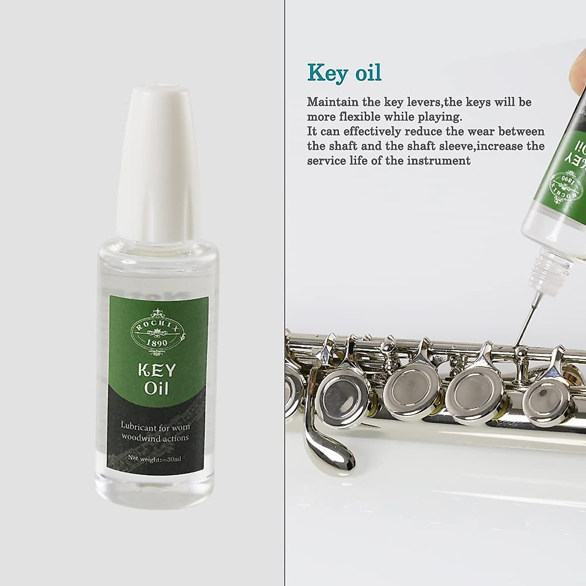 Flute Cleaning and Maintenance Cleaner Care Kit with Key Oil, Cork Grease, Swab, Cleaning Cloth, Cleaning Brush, and Cleaning Rod in Khaki