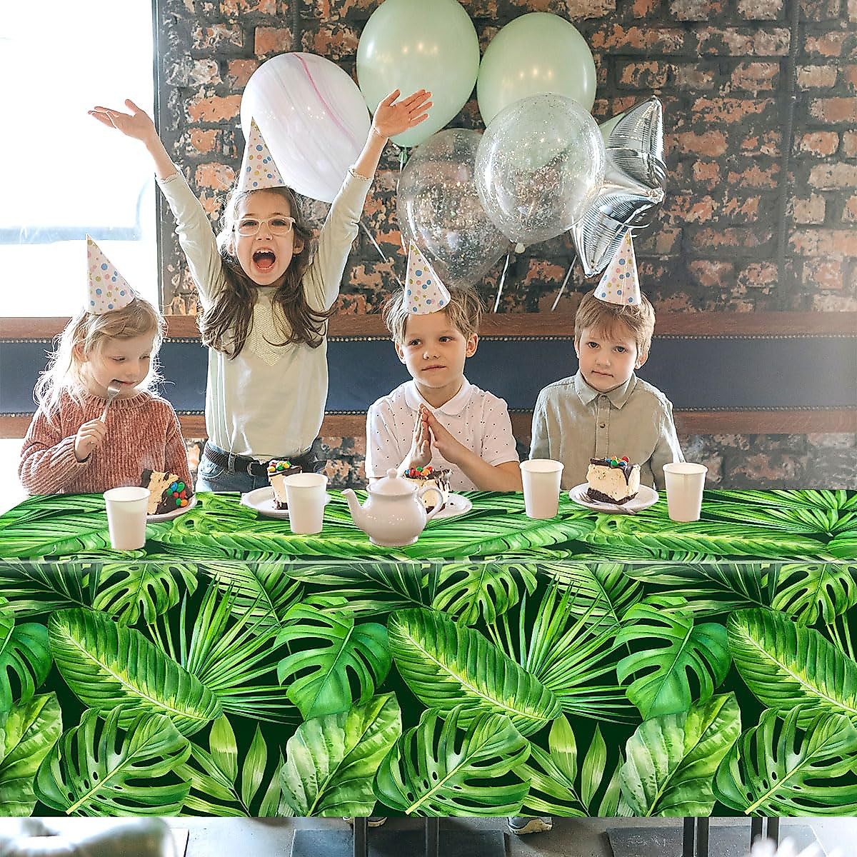 Jungle Safari Animal Theme Tablecloth,3Pcs Animal Print Table Covers Wild Leaf Tablecloths Jungle Rectangular Table Decorations for Animal Birthday Safari Theme Party Baby Shower Disposable Supplies