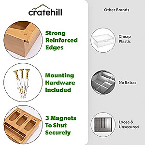 Bamboo Ziplock Bag Organizer for Drawer - Kitchen or Pantry Organizer Bag Holder for Food Storage Bags, Larger for Ziploc and Slider bags, Plastic Containers & Sandwich Bags (13x12x3in) Wall Mount