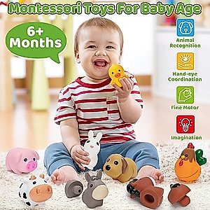 Farm Animal Learning Toys for Toddlers Age 1, 2, 3 Year Old, 10 Pack Montessori Matching Fine Motor Toys, Birthday for Baby Boys & Girls 12-18 Months+