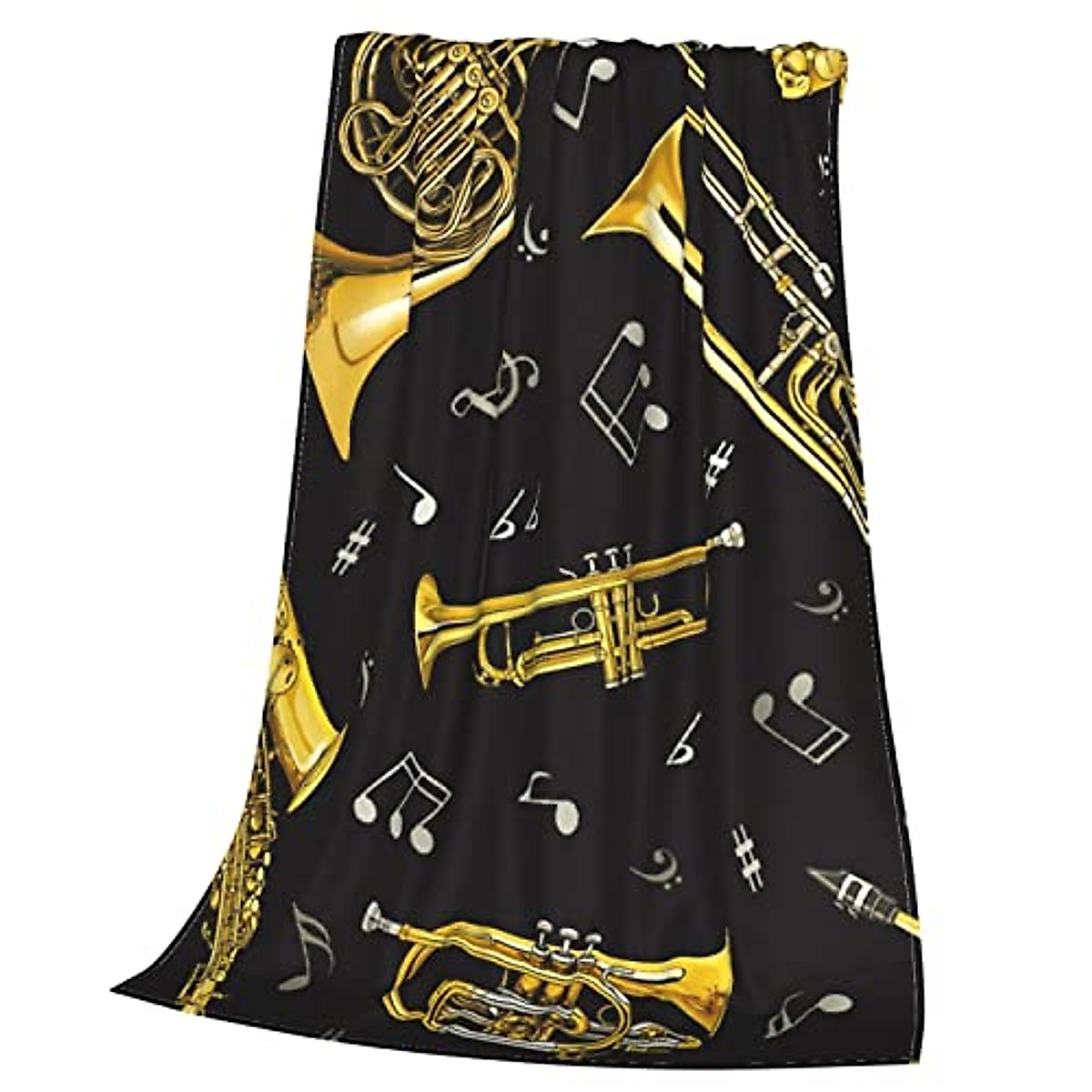 WONDERMAKE Oversized Throw Blanket Warm Elegant Softest Cozy Home Throw Blanket 60" X 80" Decorative Trumpet Trombone French Horn Throw Blanket for Couch Sofa Chair Bed