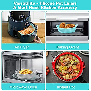 BDYKJYM 4Pcs Air Fryer Silicone Liners,Reusable Air Fryer Silicone Basket,Replacement Of Flammable Parchment Paper, Heat Resistant Easy Cleaning Air Fryers Oven Accessories(Top 7.9in, Bottom 6.9in)