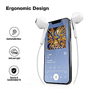 Dixvuk Earbuds Wired with Microphone Pack of 2, in-Ear Headphone Stereo Sound Noise Isolating, Earphone Fits 3.5mm Interface for iPad, Mp3/Mp4, Apple iPhone, Android Smartphones, Black(White)