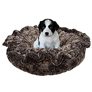 Bessie and Barnie Ultra Plush Koala/ Snow White Deluxe Luxury Shag Dog/Pet Lily Pod Bed Machine Washable