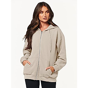 ANRABESS Women's Hoodies 2023 Fall Jacket Rib Kint Sweater Long Sleeve Sweatshirts Casual Dressy Tops Zip Up Trendy Y2K Clothes for Teen Girl 931mihuang-L Beige
