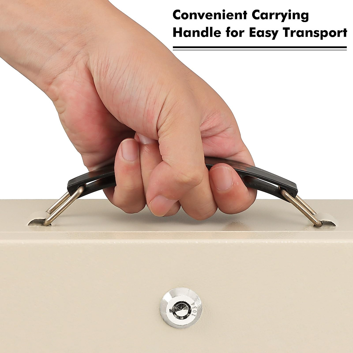 KYODOLED Fireproof Document Box with Key Lock,Safe Storage Box for Valuables,Fire Resistance Security Chest,Fireproof Box for Documents,Passport,Cash,Tablet 12.8'' x 8.4'' x 4.5'' Beige