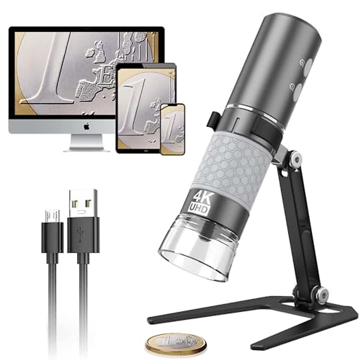 Bysameyee 4K HD Wi-Fi Wireless Digital Microscope Camera Magnifier, Compatible for iPhone, iPad, Android Phones and PC