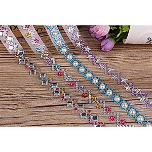 KAVI‘ S 6 Rolls Rhinestone Tape Set Glitter Self-Adhesive Beads Tapes Bling Masking Stickers for Craft, Kids, Scrapbook, DIY, Gift Wrapping (Stars Rays), 18mm