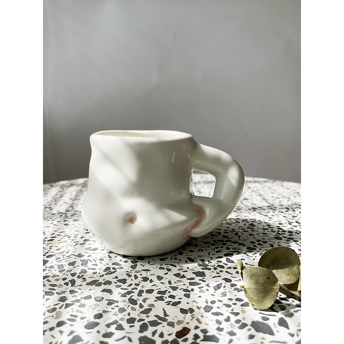 hesim Hand-Crafted Ceramic 14OZ Fat Belly Mug | Coffee Mug With Arm Handle | Fat Mug | Potbelly Coffee Mug | Father's Day Gift