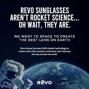 Revo Sunglasses Descend N: Polarized Lens Filters UV, Rimless Rectangle Frame, Crystal Frame with Blue Water Lens