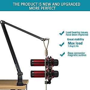 Mercase Boom Arm, Foldable Desktop Metal Mic Stand, Adjustable Scissor Microphone Arm Stand with Desk Mount Clamp, Hidden Cable Trough, 3/8" to 5/8" Adapter for Blue Yeti Snowball HyperX QuadCast