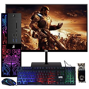 Gaming PC Desktop, Intel Core i3-6100, TechMagnet Siwa 6, 16GB RAM, 240GB SSD (Fast Boot), 2TB HDD, AMD RX 550 4GB DDR5, New MTG 24" Monitor, RGB Speakers Keyboard Mouse Windows 10 Pro (Renewed)