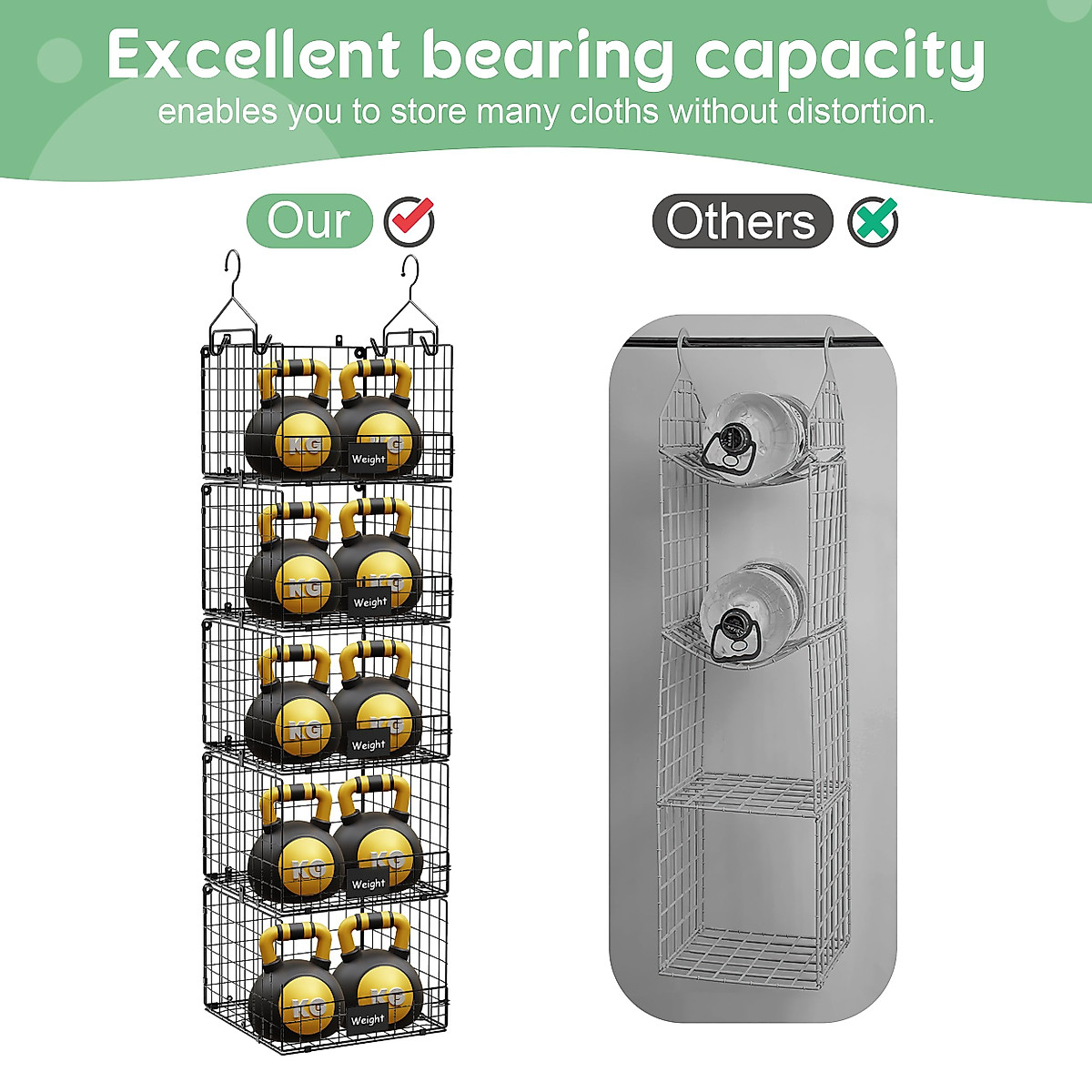 Jautokerdar 5-Tiers Stackable Wire Storage Baskets for Pantry, Fruit and Vegetable Storage Basket for Kitchen, Metal Hanging Closet Organizers Storage Shelves Organization. (Black)