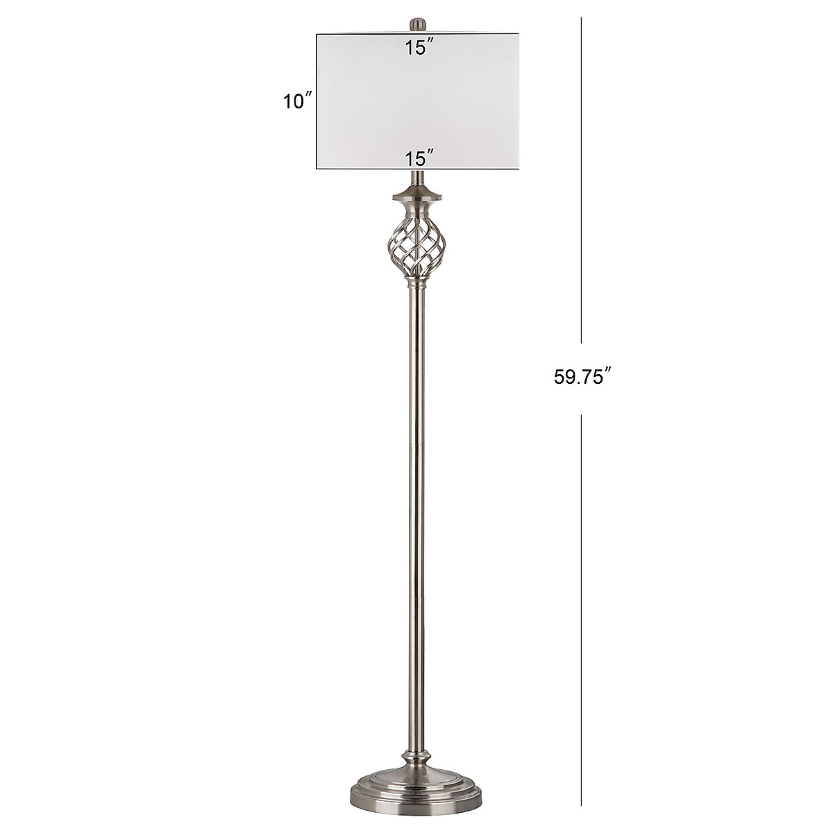 SAFAVIEH Lighting Collection Sophia Farmhouse Nickel 60-inch Living Room Bedroom Home Office Standing Floor Lamp (LED Bulb Included)