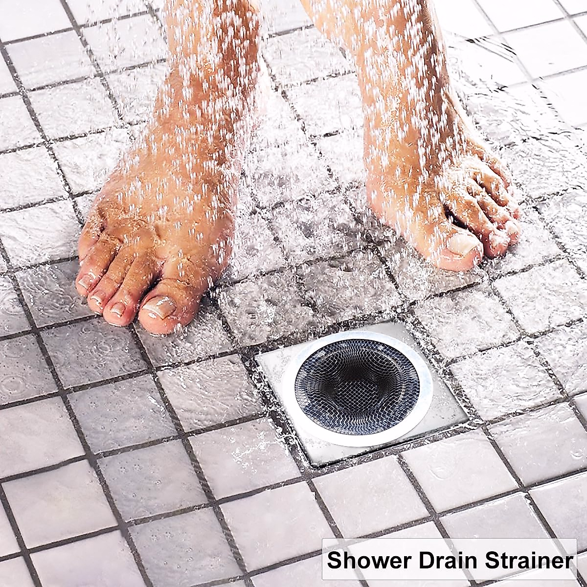 Seatery 2PCS Tub Drain Hair Catcher - 2.75 inch Shower Drain Mesh Strainer, Stainless Steel Shower Bathtub Drain Cover, Bathroom Sink Strainer Filter Basket for Bathroom Sink, Wash Basin Floor Drain