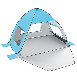 TOBTOS UPF 50+ Pop Up Beach Tent, Beach Umbrella, Automatic Sun Shelter 2-3 People UV Protection Portable Sunshade, Easy Set Up Baby Canopy Cabana, Lightweight with Carry Bag