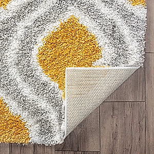 Gold Easy Clean Large 8x10 Shag Rug - 8x10 Area Rug - Indoor Modern Area Rugs Living Room - Dining Room Rug Bedroom Rug Kitchen Rug Entryway Rug Shaggy Carpet - Alfombras para Salas Modernas