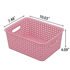 Waikhomes 6-Pack Plastic Weave Baskets, Desktop Pantry Organizer Basket Bins