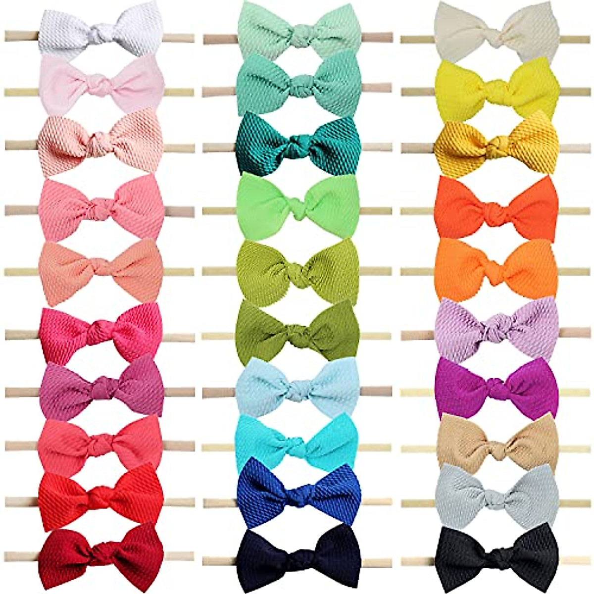 CellElection 30PCS Baby Nylon Headbands 3.75Inch Hair Bows Soft Nylon Hair Bands Hair Accessories for Baby Girls Newborns Infants Toddlers