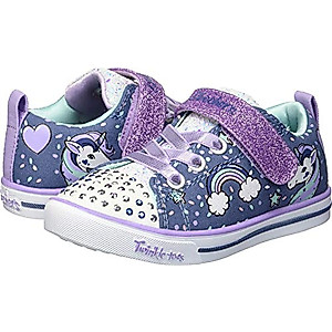 Skechers Kids Girls Sparkle LITE-Unicorn Craze Sneaker, Denim/Lavender, 2 Little Kid
