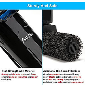 DaToo Aquarium Power Filter in-Tank Ultra Silent Small Fish Tank Filter 5W for Aquarium 3 to 20 Gallon Tank, 1 Yr Warranty