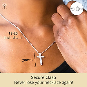 MAX + STONE Reversible White & Black Diamond Cross Necklace | Sterling Silver Diamond Necklace with Adjustable 18” or 20” Chain | Real Diamond Cross Pendant Necklace | Silver Cross Necklace