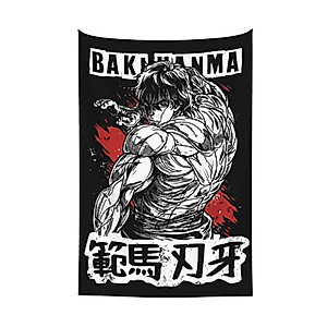 Flokoo Anime Baki The Grappler Baki Hanma Tapestry Wall Art Decor Hanging For Living Room Dorm Kitchen Bedroom Home 40x60 Inch