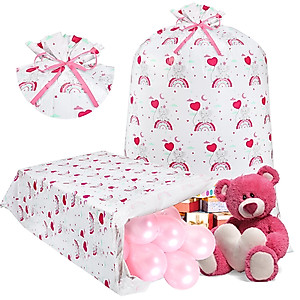 kamachic 2 Pcs Extra Large Baby Shower Plastic Gift Bags 56 inches, Jumbo Gift Bags Baby Elephant Design With Ribbon, for Giant Gifts, Wrapping Paper Boy, Bridal Shower, Birthday Party
