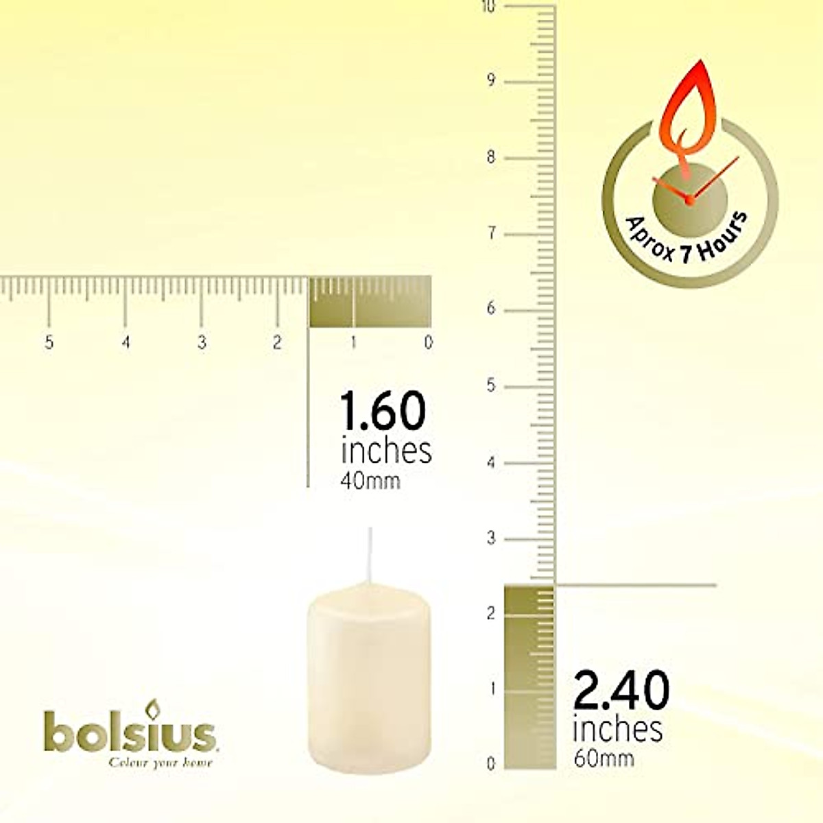 BOLSIUS 20 Count 1.6 x 2.4 Inch Ivory 'Small' Pillar Candles - 7 Burn Hours - Premium European Quality - Unscented Dripless and Smokeless Wedding, Party, Restaurant, & Special Occasion Candle Set