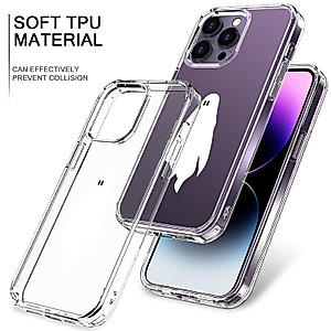 bicol for iPhone 14 Pro Max Case with Clear Fashionable Designs for Women Girls,[with Screen Protector] Slim Fit Shockproof Durable Protective Phone Cover for 6.7 inch,Cute Ghost