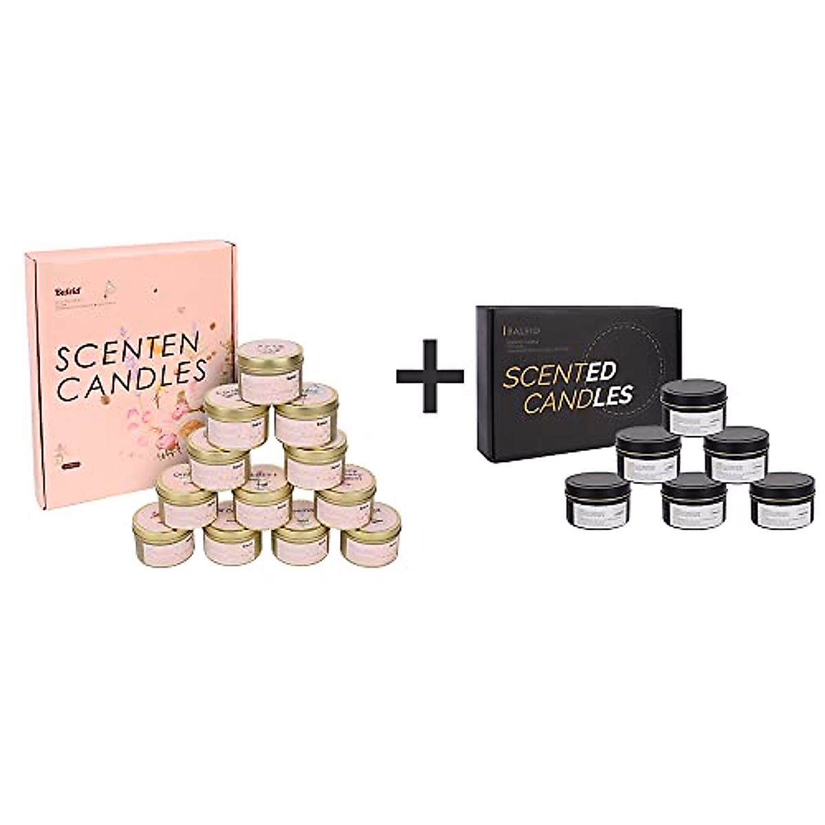 Flower & Wood Scented Candles Gift Set of 12 & 6 Pack Bulk