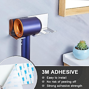 YAYINLI Hair Dryer Holder - Hair Tool Storage Organizer Wall Mount, Stainless Steel Hair Blow Dryer Holder Organizer, Hot Tools Holder, Adhesive Hairdryer Holder Bathroom, Silver Hair Dryer Hanger