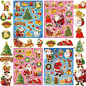 268Pcs Christmas Stickers, 16 Sheets Santa Stickers for Kids, Christmas Window Stickers for Christmas Cards Envelopes Scrapbooking DIY Arts and Crafts