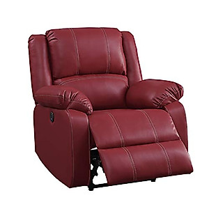Acme Furniture PU Upholstered Power Recliner with USB Port, Red