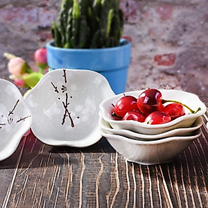 Whitenesser Japanese Style Side/Soy Sauce Dishes Set of 5, Asian Small Plates, Soy Sauce Dish Cream Soup Bowl And Saucer(White)