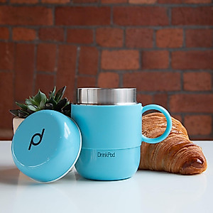 DrinkPod LGB-280B Vacuum Insulated Travel Mug, Stainless Steel, Blue, 280ml