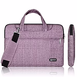 Qishare 15 15.6 16 inch Laptop Case Laptop Shoulder Bag, Multi-functional Notebook Sleeve Carrying Case With Strap for Lenovo Acer Asus Dell Lenovo Hp Chromebook 15(Purple Lines)