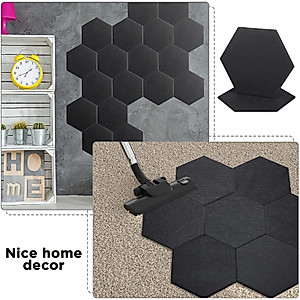 18 Pieces Acoustic Panels Hexagon Sound Proof Padding 11.8 x 10.2 x 0.4 Inches Foam Soundproof Wall Panels Self-Adhesive Sound Dampening Panels Acoustic Absorption for Studio Home Office, Black