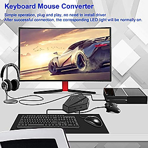 Kafuty-1 Keyboard and Mouse Converter,Gaming Keyboard and Mouse USB Adapter Converter for X-360/X-1/P3/P4/N-Switch Game Console Gamepad,Black(Black)